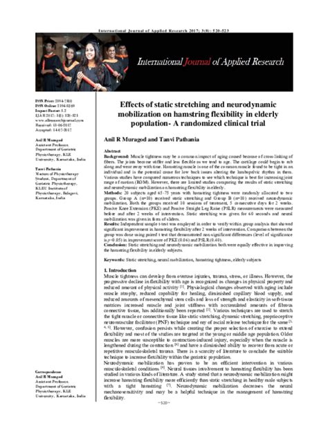 Pdf Effects Of Static Stretching And Neurodynamic Mobilization On Hamstring Flexibility In
