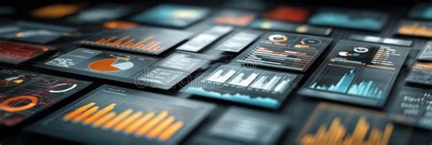 Marketing Dashboard Displaying Key Metrics And Analytics In A Dynamic Digital Composition Stock