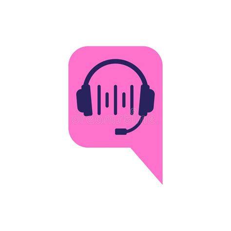 Headphones With Microphone Sound Waves And Talk Chat Bubble Stock