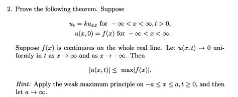 Solved Prove The Following Theorem Suppose Ut Kuxx For Chegg Com
