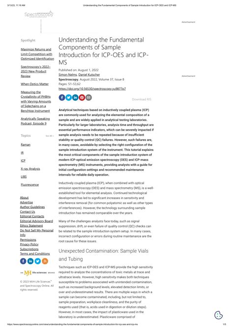 Pdf Understanding The Fundamental Components Of Sample Introduction For Icp Oes And Icp Ms
