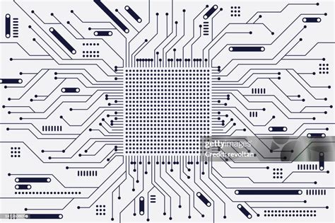 Flat Microelectronics Circuits Background High Res Vector Graphic