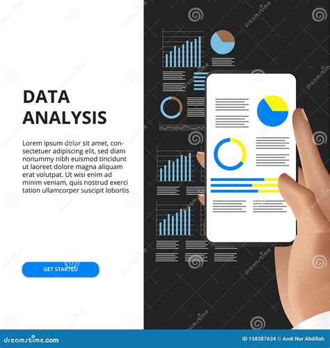 Hand Holding Smartphone Chart Graph Statistic For Data Analysis Stock Illustration