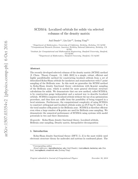 Pdf Scdm K Localized Orbitals For Solids Via Selected Columns Of The