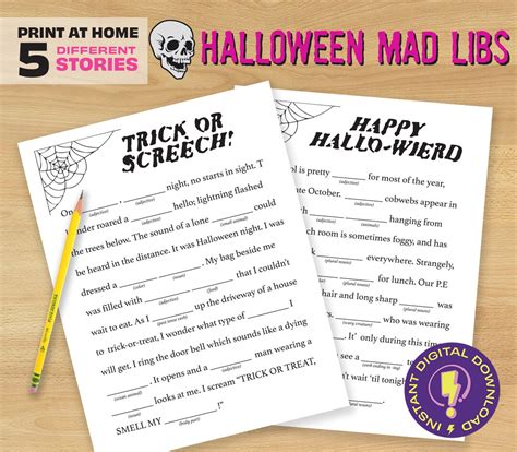 Printable Halloween Mad Libs Word Game Fun Halloween Word Games For The Whole Family Instant