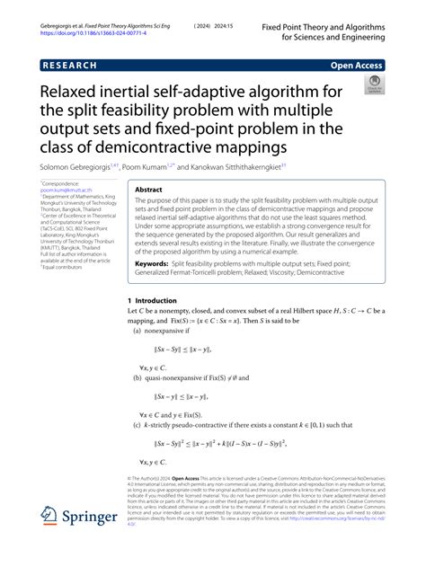 pdf relaxed inertial self adaptive algorithm for the split