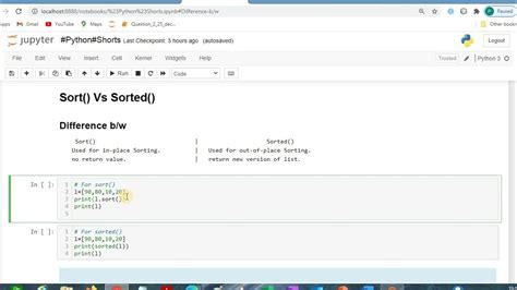 Pythonshorts Sort Vs Sorted English Youtube
