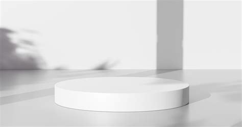 흰색 장면 배경 빈 스튜디오에서 맑은 그림자와 간단한 배경에 제품 표시 빈 받침대 또는 연단 플랫폼 3d 렌더링 프리미엄 사진