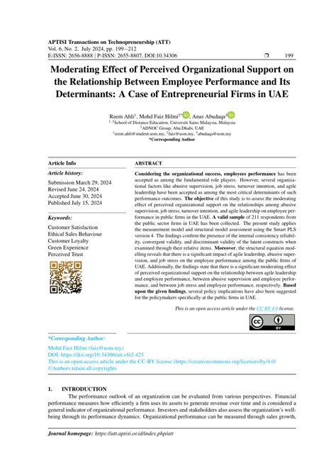 Pdf Moderating Effect Of Perceived Organizational Support On The Relationship Between Employee