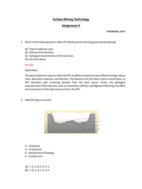 Surface Mining Technologyassignment 4 2 Updated Pdf Explosion Waves