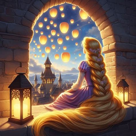 Rapunzel In The Tower Looking At The Lanterns Disney Concept Art Disney Wallpaper Disney