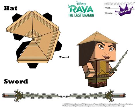 Printable Cubeecraft Template Of Raya From Disneys Raya And The Last