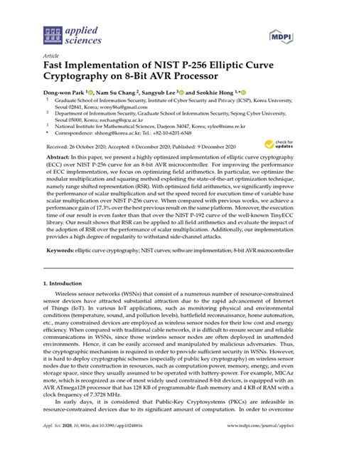 Fast Implementation Of Ecc P256 Pdf Wireless Sensor Network Computer Engineering
