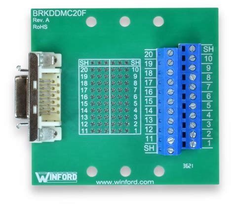 Mdr 20 Pin Breakout Board With Screw Terminals Winford Engineering