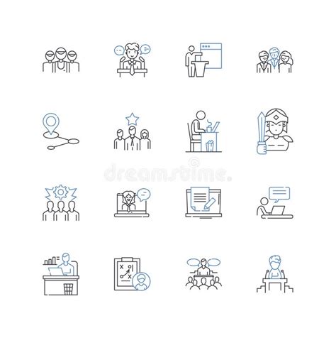 Job Routine Line Icons Collection Schedule Productivity Checklist
