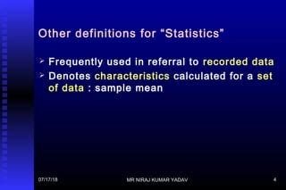 Introduction To Biostatistics By Niraj Kumar Yadav PPT
