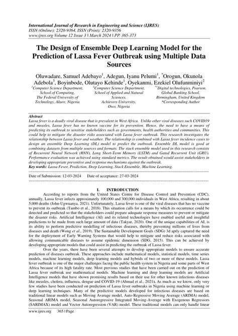 Pdf The Design Of Ensemble Deep Learning Model For The Prediction Of Lassa Fever Outbreak