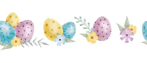 Premium Vector Spring Seamless Border Of With Easter Eggs Flowers And