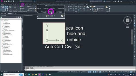 how to Hide & Unhide UCS Icon in AutoCad Civil 3d - YouTube