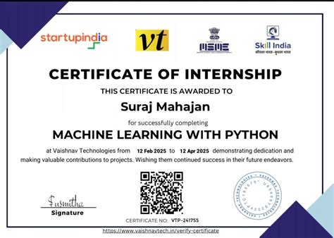 Machinelearning Python Internshipcompleted Vaishnavtechnologies