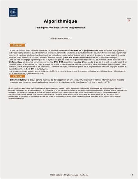 Fr Algorithmique Techniques Fondamentales De Programmation Exemple En Java Free Ebooks