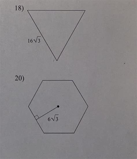 solved find the area of each regular polygon round your
