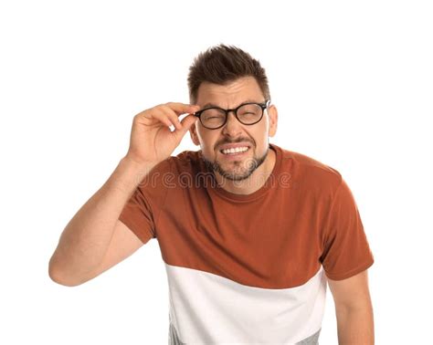 Man With Vision Problems Wearing Glasses Stock Image Image Of Illness Acuity 156844231