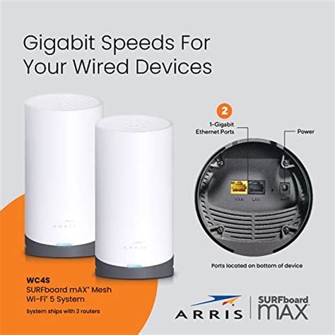 ARRIS Surfboard MAX Tri Band Mesh System WC S AC Wi Fi Speed Up To Gbps Coverage