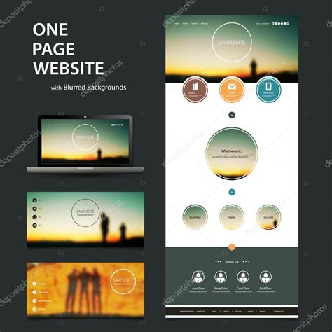One Page Responsive Website Template Different Header Designs With