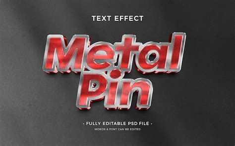 Premium Psd Metal Pin Text Effect