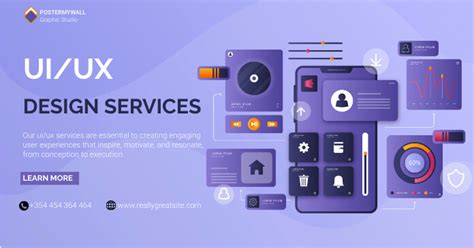 Purple Modern And Minimal Uiux Design Services Template Postermywall
