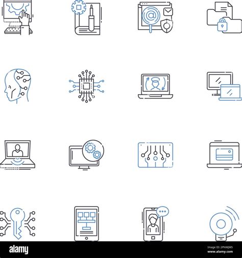 machine readable line icons collection barcode qr code rfid ocr