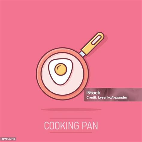 만화 스타일의 벡터 만화 프라이팬 아이콘 요리 팬 컨셉 일러스트 그림 그림 프라이팬 주방 장비 사업 스플래시 효과 개념 가정 생활에 대한 스톡 벡터 아트 및 기타 이미지