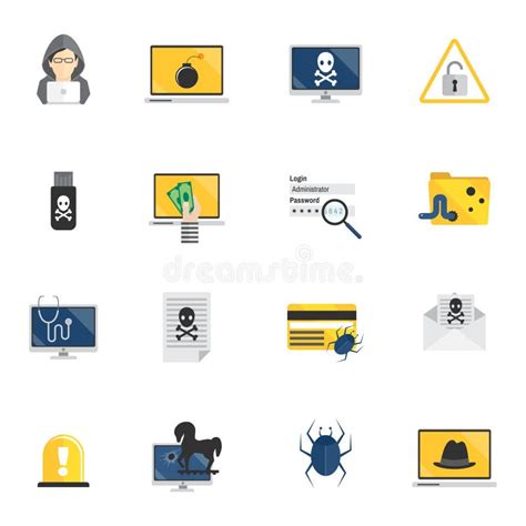 Hacker Icons Flat Stock Vector Illustration Of Internet 43808739