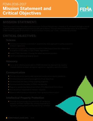 Fillable Online FEMA Mission Statement And Critical Objectives Flavor And Fax Email Print