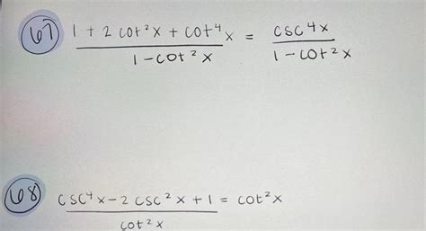 solved csc 4x 61 1 2 corx cot x 1 2 cot2x Х 1