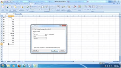 How Can I Use Data Validation In Excel 2007