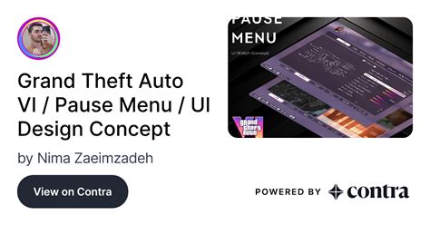 grand theft auto vi pause menu ui design concept by nima zaeimzadeh