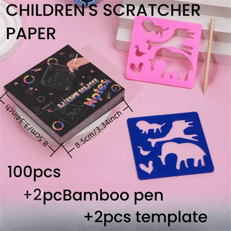 100pcs Scratch Art Set Mini Rainbow Scratch Notes With Wooden Stylus