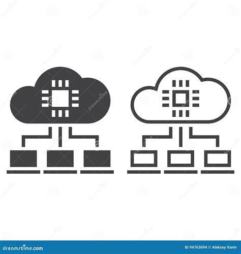 Cloud Computing Line Icon Outline And Solid Vector Sign Linear Stock Vector Illustration Of