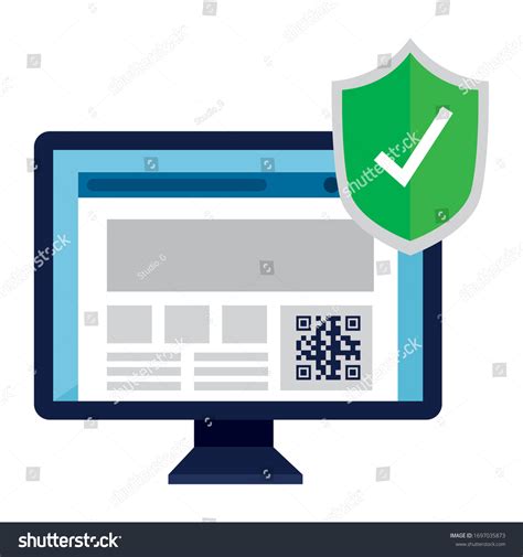 Qr Code Inside Computer Shield Design Stock Vector Royalty Free