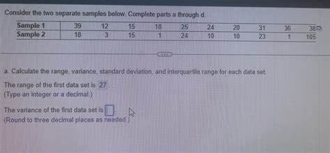 solved a calculate the range variance standard deviation