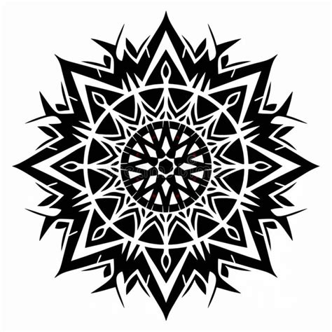 Mandala With Angular Lines Sharp Edges And Bold Black Areas Stock Illustration Illustration