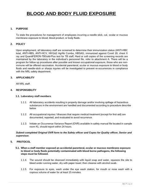 Blood And Body Fluids Exposure Pdf Medicine Epidemiology