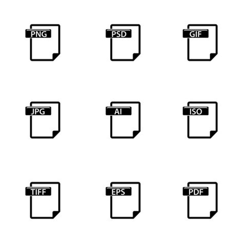 Linear File Format Icons Set Isolated Royalty Free Vector