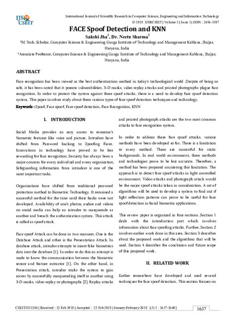 pdf face spoof detection and knn