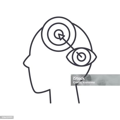 목적 마인드 아이콘 선형 격리 일러스트레이션 씬 라인 벡터 웹 디자인 사인 흰색 배경에 편집 가능한 스트로크가 있는 개요 개념