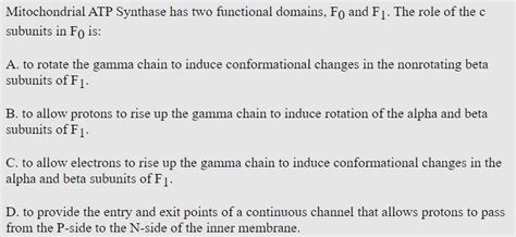 Solved Mitochondrial Atp Synthase Has Two Functional