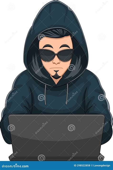Cartoon Hacker Character Cyber Threat For Internet Privacy And
