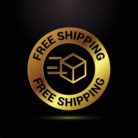 Golden Free Shipping Badge Icon On Black Background 67839694 Vector Art